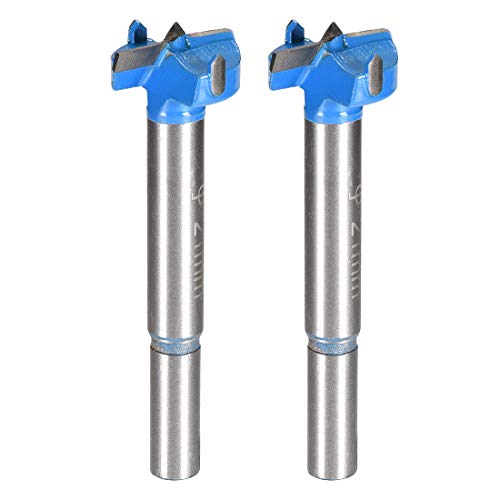 uxcell Forstner Wood Boring Drill Bit 21mm Dia. Hole Saw Carbide Alloy Tip Steel Round Shank Cutting for Woodworking Blue 2Pcs