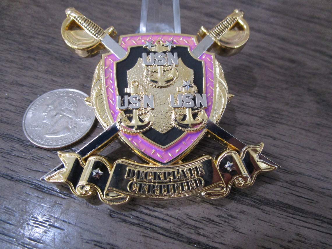 Oneworldtreasures USN Goat Locker Approved Deckplate Certified Female Navy Chief CPO Pink Challenge Coin