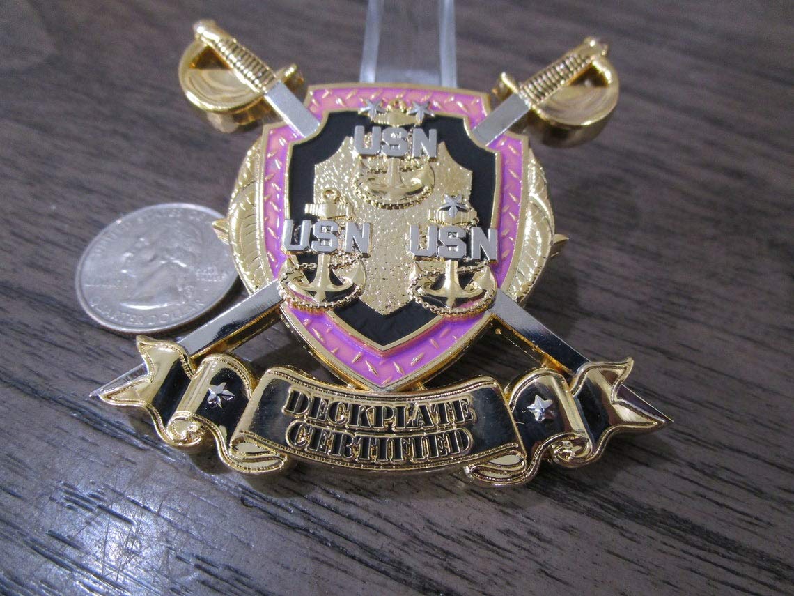 Oneworldtreasures USN Goat Locker Approved Deckplate Certified Female Navy Chief CPO Pink Challenge Coin