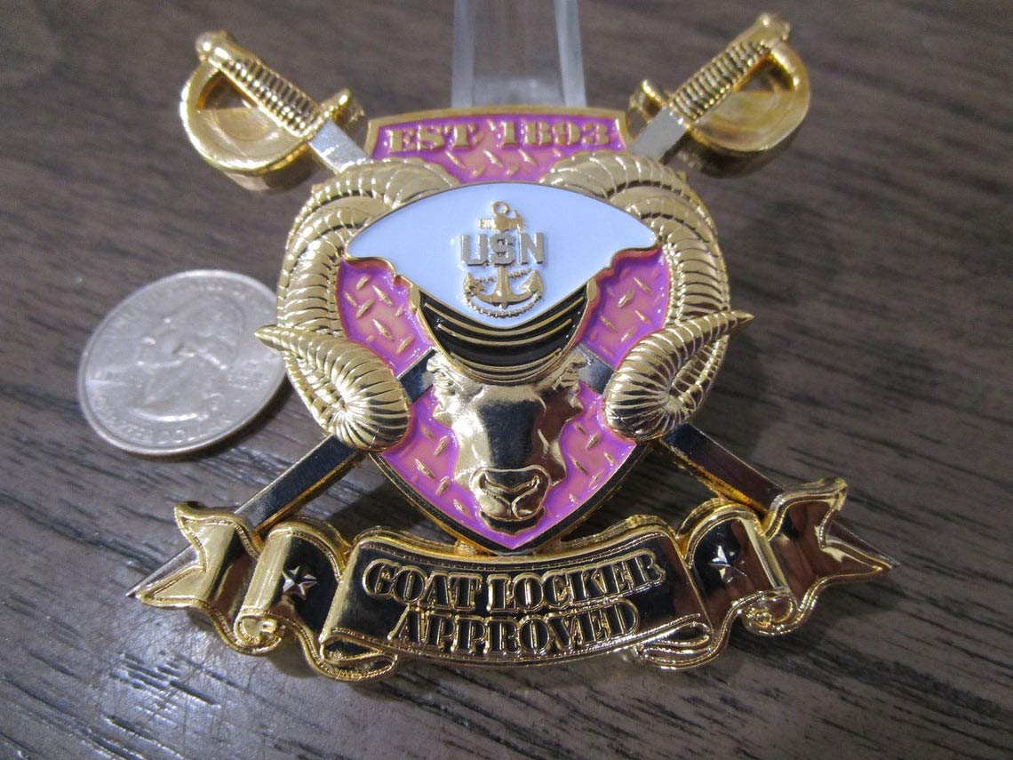 Oneworldtreasures USN Goat Locker Approved Deckplate Certified Female Navy Chief CPO Pink Challenge Coin