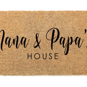 Customizable Grandparent's Day Gift for Grandparents | Nana and Papa's House | Grandpa Grandma Doormat | Nanny | Nana | Granny Door Mat - Premium Quality, Thick Coir & Made in the USA