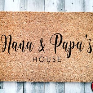 Customizable Grandparent's Day Gift for Grandparents | Nana and Papa's House | Grandpa Grandma Doormat | Nanny | Nana | Granny Door Mat - Premium Quality, Thick Coir & Made in the USA