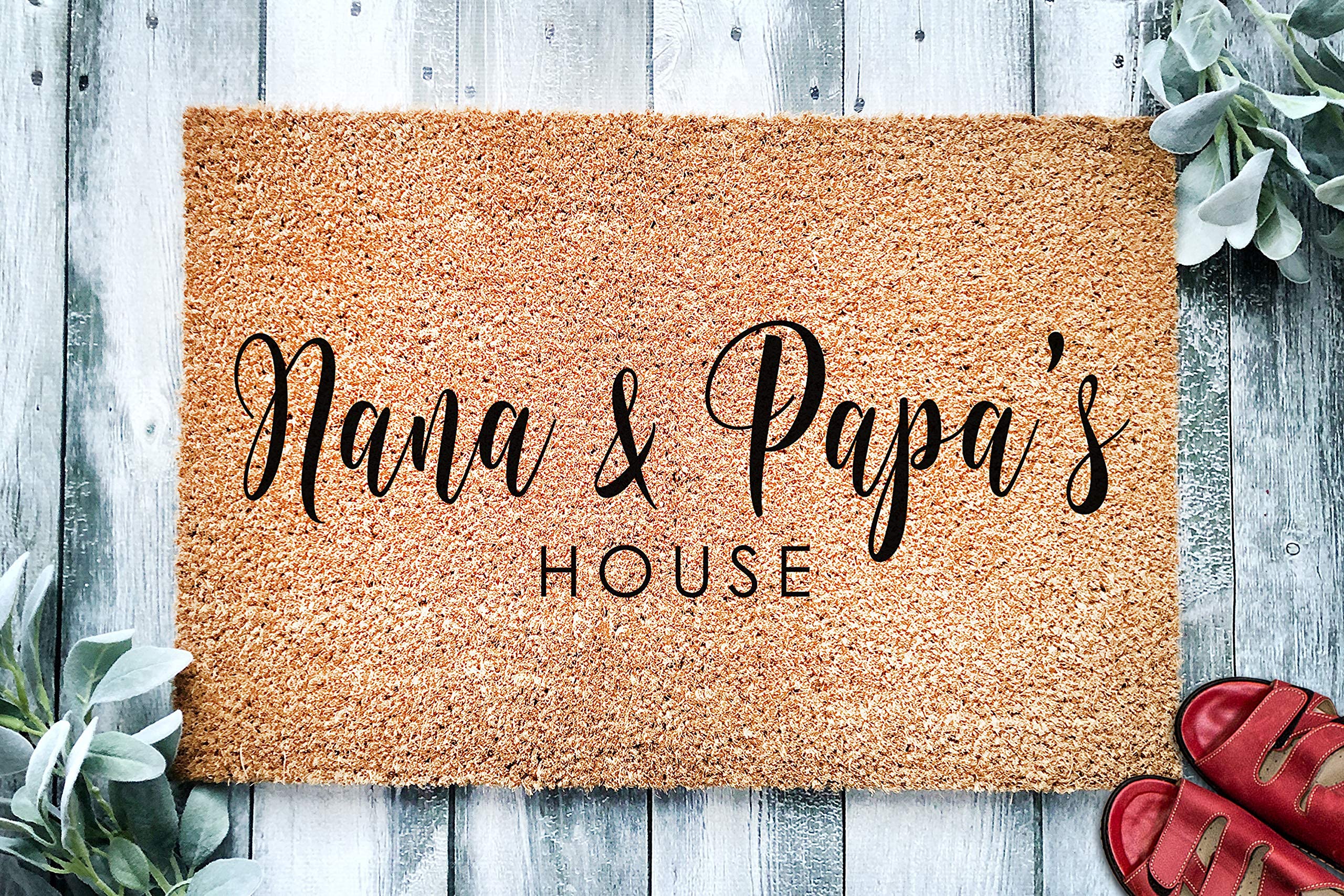 Customizable Grandparent's Day Gift for Grandparents | Nana and Papa's House | Grandpa Grandma Doormat | Nanny | Nana | Granny Door Mat - Premium Quality, Thick Coir & Made in the USA