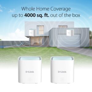 D-Link M15/2 Eagle Pro AI Mesh WiFi 6 Router System (2-Pack) AX1500 - Multi-Pack for Smart Wireless Internet Network, Voice Control