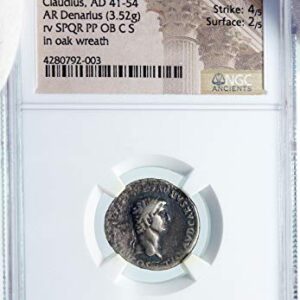 1655 IT CLAUDIUS very rare DENARIUS 49AD Ancient AR Roman Denarius VF NGC