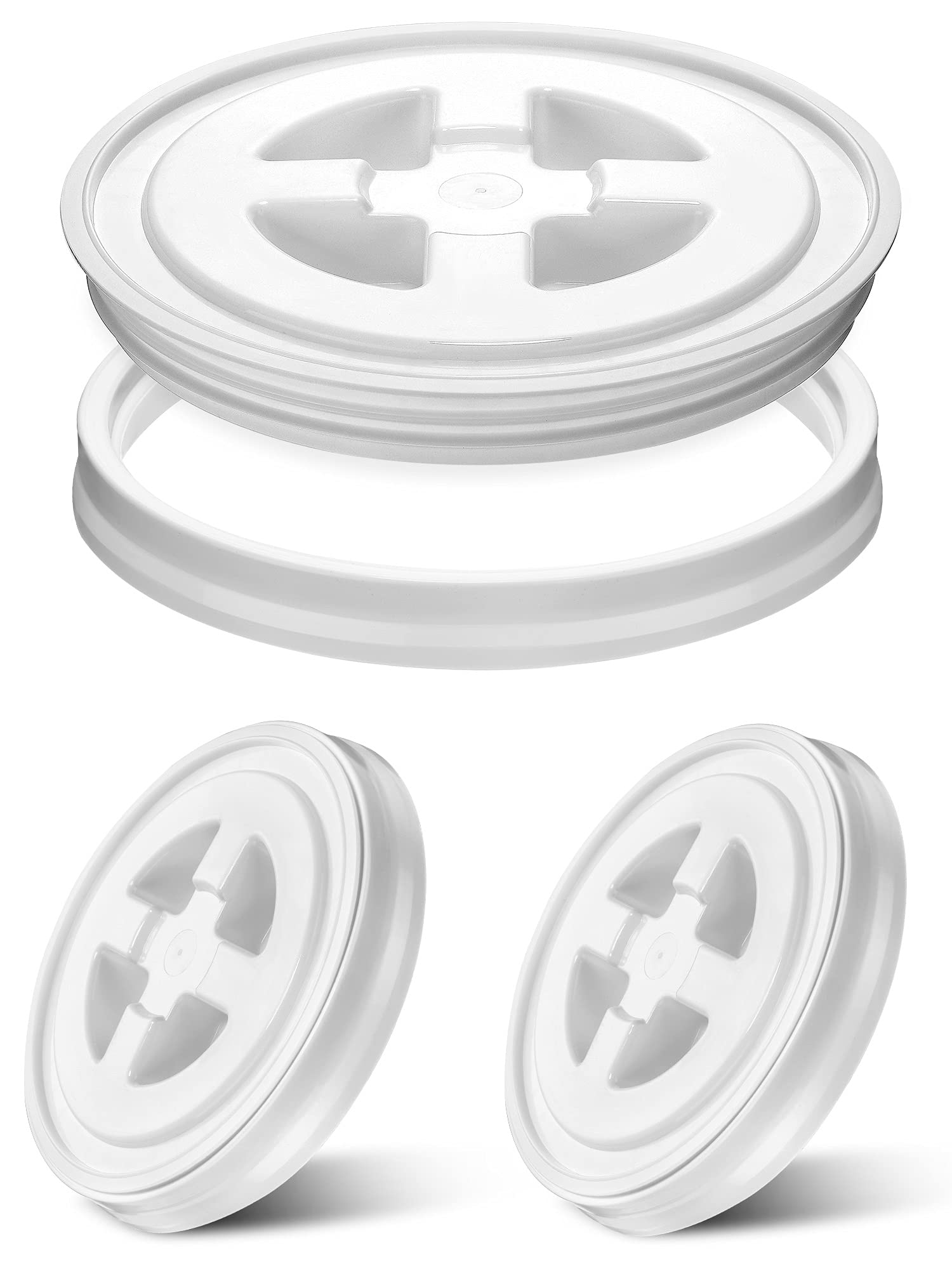 Chunful 3 Pieces 5 Gallon Screw Top Lids Bucket Seal Lid Leak Proof for Plastic Bucket Compatible with Gamma (White)