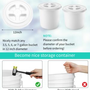 Chunful 3 Pieces 5 Gallon Screw Top Lids Bucket Seal Lid Leak Proof for Plastic Bucket Compatible with Gamma (White)