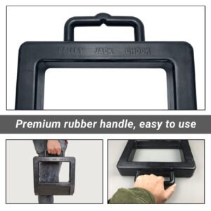 Rubber Heavy Duty Pallet Jack Wheel Chock 2 Pack, Premium Pallet Jack Stopper for Truck 14.2" Length x 11.2" Width x 2" Height (Black, 2 Packs)