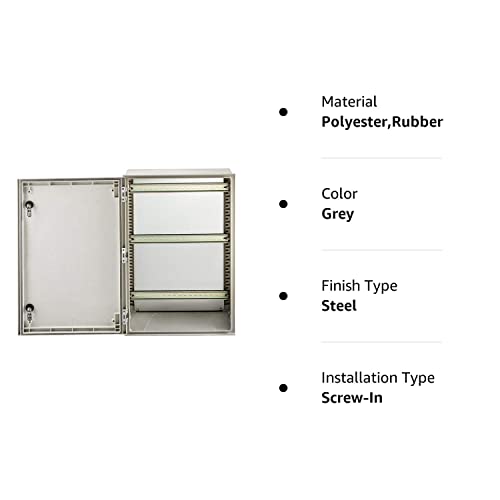 VEVOR Fiberglass Enclosure 23.6 x 15.7 x 9.1" Electrical Enclosure Box NEMA 3X Electronic Equipment Enclosure Box IP65 Weatherproof Wall-Mounted Electrical Enclosure With Hinges & Quarter-Turn Latches