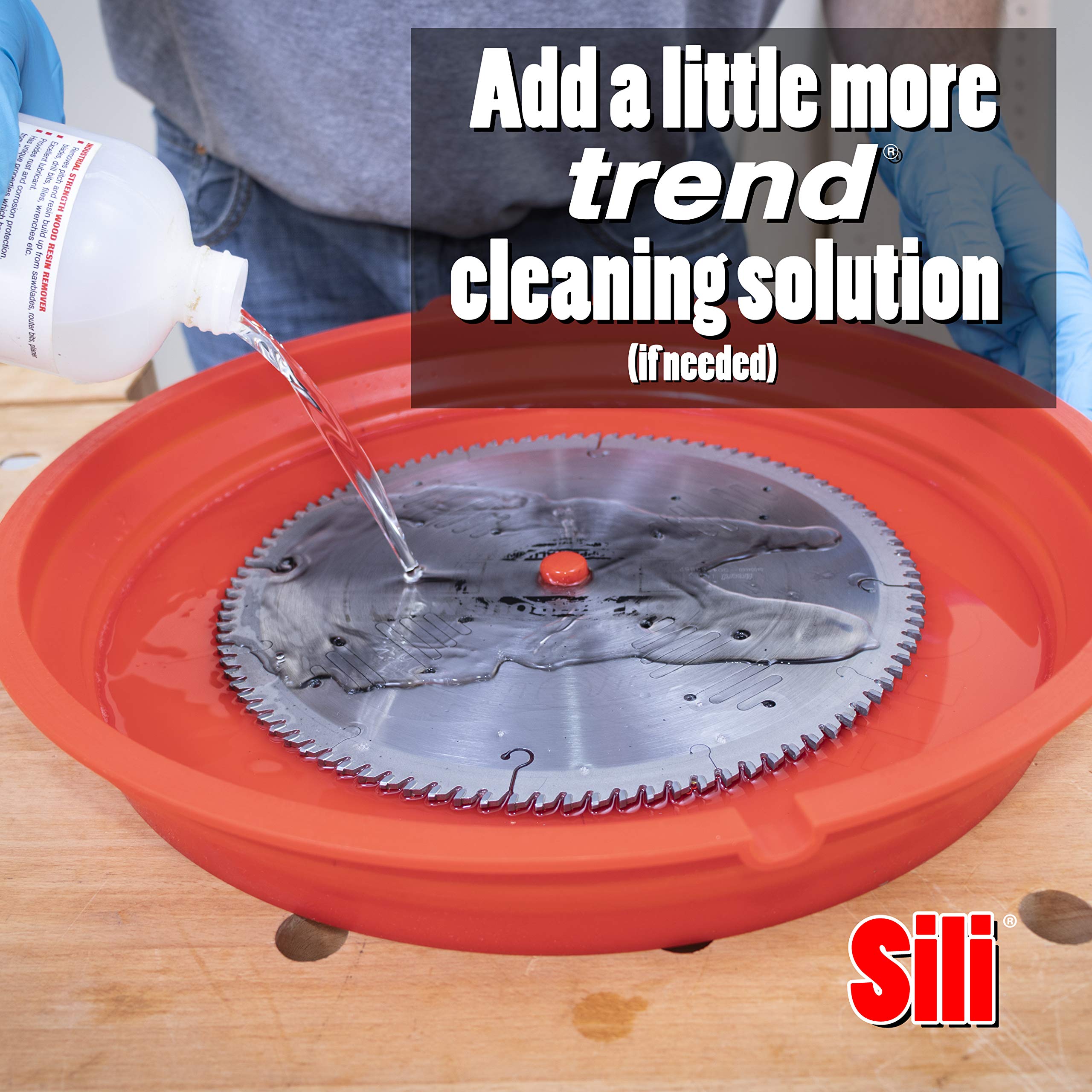 The Sili Deluxe Saw Blade Cleaning Kit Includes The Sili Saw Blade Cleaning Tray with Trend CLEAN/500 Tool Cleaner in an 18 Ounce Spray Bottle and The Fulton 3 Piece Assorted Wire Brush Set