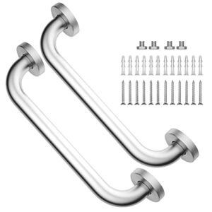 2 pack 12 inch shower grab bar, imomwee satin brushed nickel stainless steel bathroom grab bar handle,shower balance bar, safety hand rail support, handicap elderly senior assist handle (1" diameter)