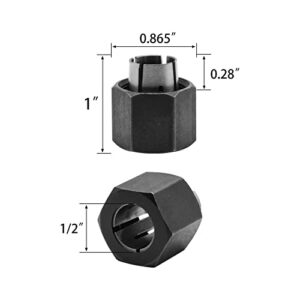 2PCS 19691 1/4" and 19693 1/2" Router Collet fits for Dewalt 326286-04,326286-03, Hitachi 323-293,325-199, 323-421,Bosch 2610906283,2610906284