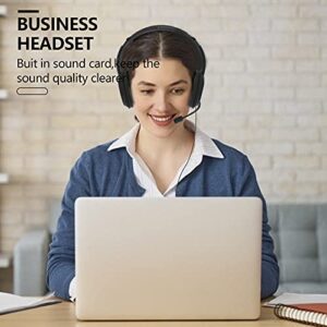 Maxshop USB Computer Headset with Microphone, Comfort-fit Office Computer Headphone with On-Line Volume Control, Over-The-Head Headset for Webinar Laptop Call Center Students Online Study