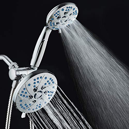 AquaCare Spa Station High Pressure 48-mode 3-way Rainfall & Handheld Shower Head Combo - Anti-Clog Nozzles, Extra-Long 6 ft Stainless Steel Hose, 2nd Wall Bracket/All Chrome Finish