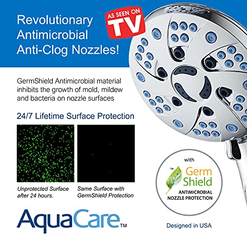 AquaCare Spa Station High Pressure 48-mode 3-way Rainfall & Handheld Shower Head Combo - Anti-Clog Nozzles, Extra-Long 6 ft Stainless Steel Hose, 2nd Wall Bracket/All Chrome Finish