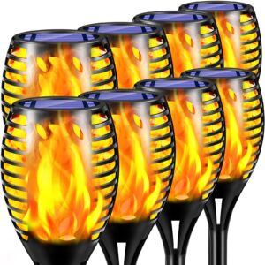 tomcare 8 pack solar lights outdoor flickering flames solar torch lights decorative solar garden lights solar powered waterproof christmas decorations outdoor lighting for garden patio yard landscape