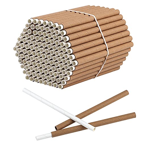 Elcoho 120 Sets of Outdoors Mason Bee Nesting Tube Refill Kit Includes 120 Pieces 6-Inch Replacement Tubes & 120 Pieces Refill Tubes, Bee Nest House Hotels Tubes Bee Paper Inserts Cardboard Nest Tubes