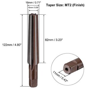 uxcell MT2 Morse Taper Reamer H8 Accuracy Alloy Tool Steel 6 Flutes Straight Shank Finish Hand Reamer Cutter Milling Tool Conical reamer for Bore Machining