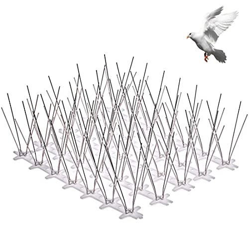 Bird Spikes, Stainless Steel Bird Spikes Bird Deterrent Spikes Stainless Steel Anti Bird Spikes for Fence Roof Window Bird Spikes for Pigeons and Other Small Birds Bird Spikes for Small Birds