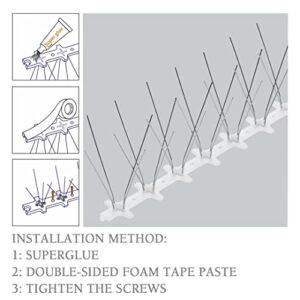 Bird Spikes, Stainless Steel Bird Spikes Bird Deterrent Spikes Stainless Steel Anti Bird Spikes for Fence Roof Window Bird Spikes for Pigeons and Other Small Birds Bird Spikes for Small Birds