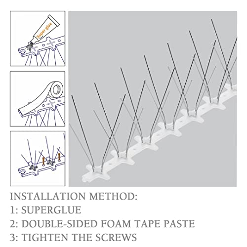 Bird Spikes, Stainless Steel Bird Spikes Bird Deterrent Spikes Stainless Steel Anti Bird Spikes for Fence Roof Window Bird Spikes for Pigeons and Other Small Birds Bird Spikes for Small Birds