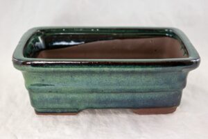 calibonsai rectangular bonsai cactus & succulent pot with mesh 8x 6x 2.75 - green stain glazed