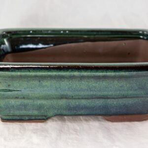 Calibonsai Rectangular Bonsai Cactus & Succulent Pot with Mesh 8x 6x 2.75 - Green Stain Glazed