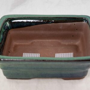 Calibonsai Rectangular Bonsai Cactus & Succulent Pot with Mesh 8x 6x 2.75 - Green Stain Glazed