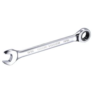 uxcell 9/16 Inch Ratcheting Combination Wrench SAE 72 Teeth 12 Point Ratchet Box Ended Spanner Tools, Cr-V