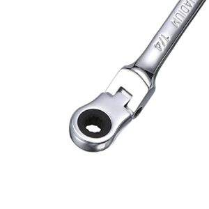 uxcell 1/4 Inch Flex-Head Ratcheting Combination Wrench SAE 72 Teeth 12 Point Ratchet Box Ended Spanner Tools, Cr-V