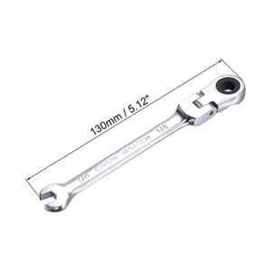 uxcell 1/4 Inch Flex-Head Ratcheting Combination Wrench SAE 72 Teeth 12 Point Ratchet Box Ended Spanner Tools, Cr-V