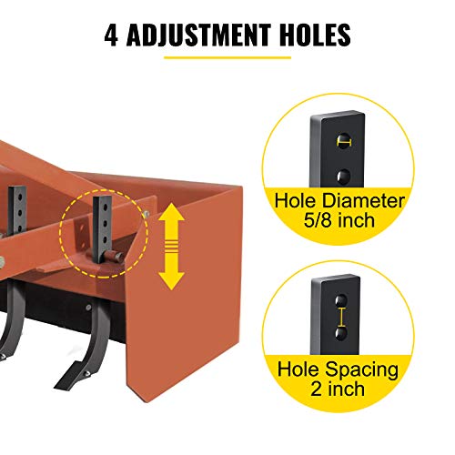 VEVOR Box Blade Shank, 18'' Scarifier Shank, 4 Holes Box Scraper Shank, Ripper Shank with Removable Tapered Teeth and Pins, Adjustable Shanks Assembly for Replacement, Digging, Plowing, 4PCS