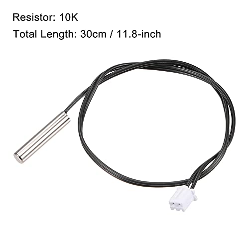 uxcell 5pcs 10K Temperature Sensor Probe, Stainless Steel NTC Thermal Sensor Probe 30cm Digital Thermometer Extension Cable