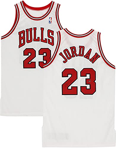 Michael Jordan Chicago Bulls Autographed White Champion Jersey - Upper Deck - Autographed NBA Jerseys