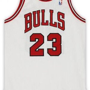 Michael Jordan Chicago Bulls Autographed White Champion Jersey - Upper Deck - Autographed NBA Jerseys