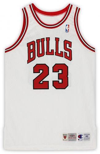 Michael Jordan Chicago Bulls Autographed White Champion Jersey - Upper Deck - Autographed NBA Jerseys