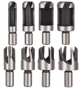 szliyands 8pcs wood plug cutter drill bit set straight and tapered taper 5/8" 1/2" 3/8" 1/4" cutting tool cork drill bit knife