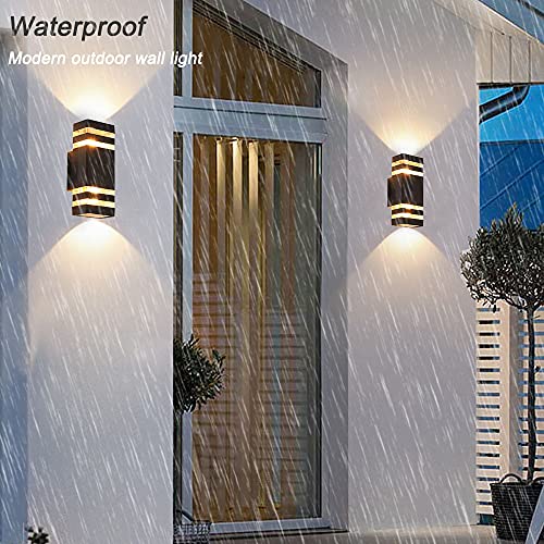 MENGYAGE Outdoor Wall Lights, Exterior Sconce Light Fixture, Up and Down Porch Lights Outdoor Wall Mount, Modern Aluminum Waterproof Lamps for Porch Patio Garage (2pack)