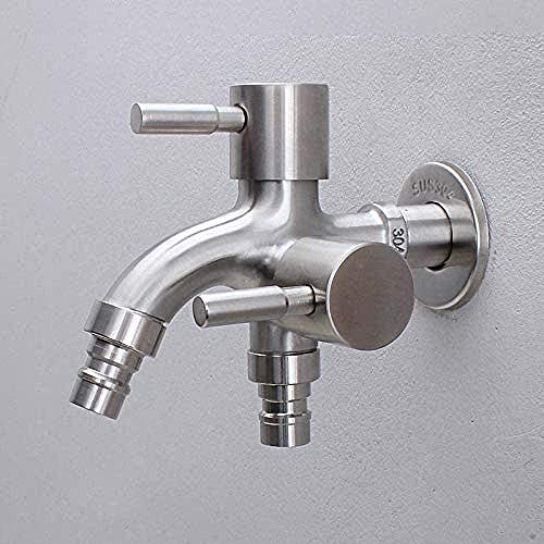 NZDY Faucet Washing Hinestainless Steel 1 in 2 Out Water Double Using Taps E Home Garden Tap