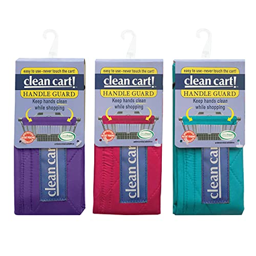 Clean Cart Secure Shopping Cart Handle Cover with Ultra-Fresh Technology, Bright Colors, 3-Pack