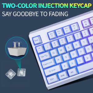 ZJFKSDYX C104 Wireless Gaming Keyboard and Mouse Combo, Waterproof 104 Keys US Layout RGB Backlit Rechargeable Mechanical Feel Ergonomic Keyboard and RGB Mute Mouse for PC Gamers (White)