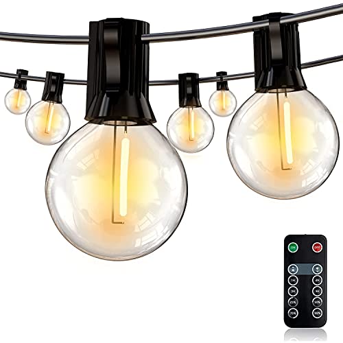 HISTAR LED Outdoor String Lights 30FT with Remote Waterproof Patio Lights 27 Dimmable Edison Bulbs, Shatterproof Goble String Lights Decorative Backyard Balcony Bistro Party Cafe Lights