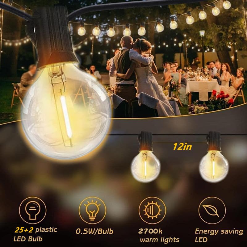 HISTAR LED Outdoor String Lights 30FT with Remote Waterproof Patio Lights 27 Dimmable Edison Bulbs, Shatterproof Goble String Lights Decorative Backyard Balcony Bistro Party Cafe Lights