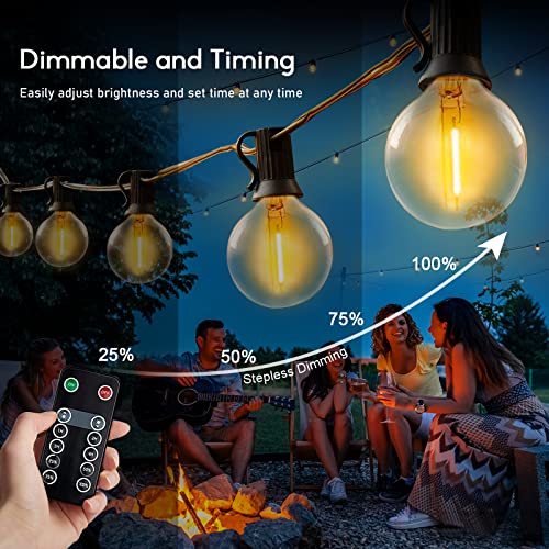 HISTAR LED Outdoor String Lights 30FT with Remote Waterproof Patio Lights 27 Dimmable Edison Bulbs, Shatterproof Goble String Lights Decorative Backyard Balcony Bistro Party Cafe Lights