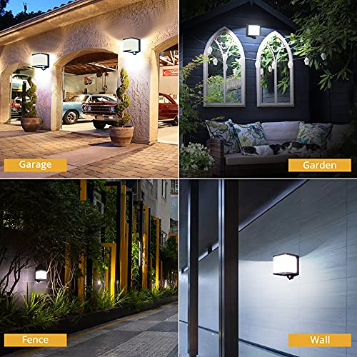 UME Solar Motion Sensor Outdoor LED Wall Light, IP65 Waterproof Modern Wall Sconce, 4000K, 500LM, 120° Sensing Angle, Dusk to Dawn Wireless Fence Lights Decorative for Porch, Patio, Garden