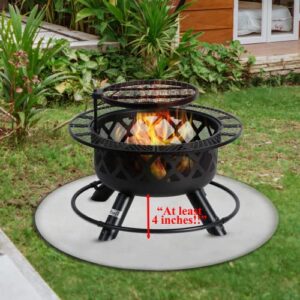 Fire Pit Mat Fire Pit mats for Under fire Pit, 36in Round firepit mats Preventing Your Floor Deck Patio & Lawn from Damaged by High Temperature w/ 4in Space