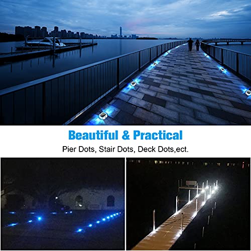 VOLISUN Solar Driveway Lights Dock Deck Lights 12 Pack,2 Colors in 1, LED Solar Powered Waterproof Outdoor Warning Step Lights for Driveway Sidewalk Pathway (2 Colors Lighting,White/Blue)