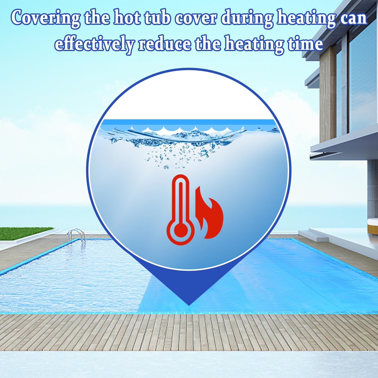 Thermal Solar Blanket for Swimming Pool 𝗧𝗿𝗶𝗺𝗺𝗮𝗯𝗹𝗲 𝟏𝟔 𝐌𝐢𝐥 𝟖𝐟𝐭 𝐱 𝟖𝐟𝐭 Floating Spa Blanket and Heavy Duty Hot Tub Bubble Insulating Cover for Hot Tubs Inground Pools Insulating Solar