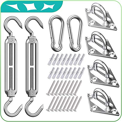 Shade Sail Hardware Kit 6' for Rectangular Square Triangular Sun Shade Sail Installation in Patio Lawn and Garden, Anti-Rust Sail Shade Hardware Kit of Heavy Duty (40Pcs) (6 Inch Shade Sail Hardware)