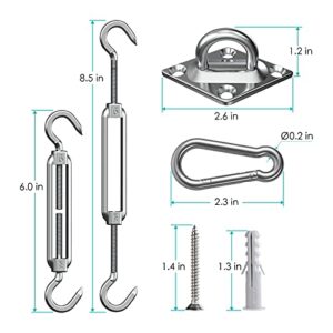 Shade Sail Hardware Kit 6' for Rectangular Square Triangular Sun Shade Sail Installation in Patio Lawn and Garden, Anti-Rust Sail Shade Hardware Kit of Heavy Duty (40Pcs) (6 Inch Shade Sail Hardware)